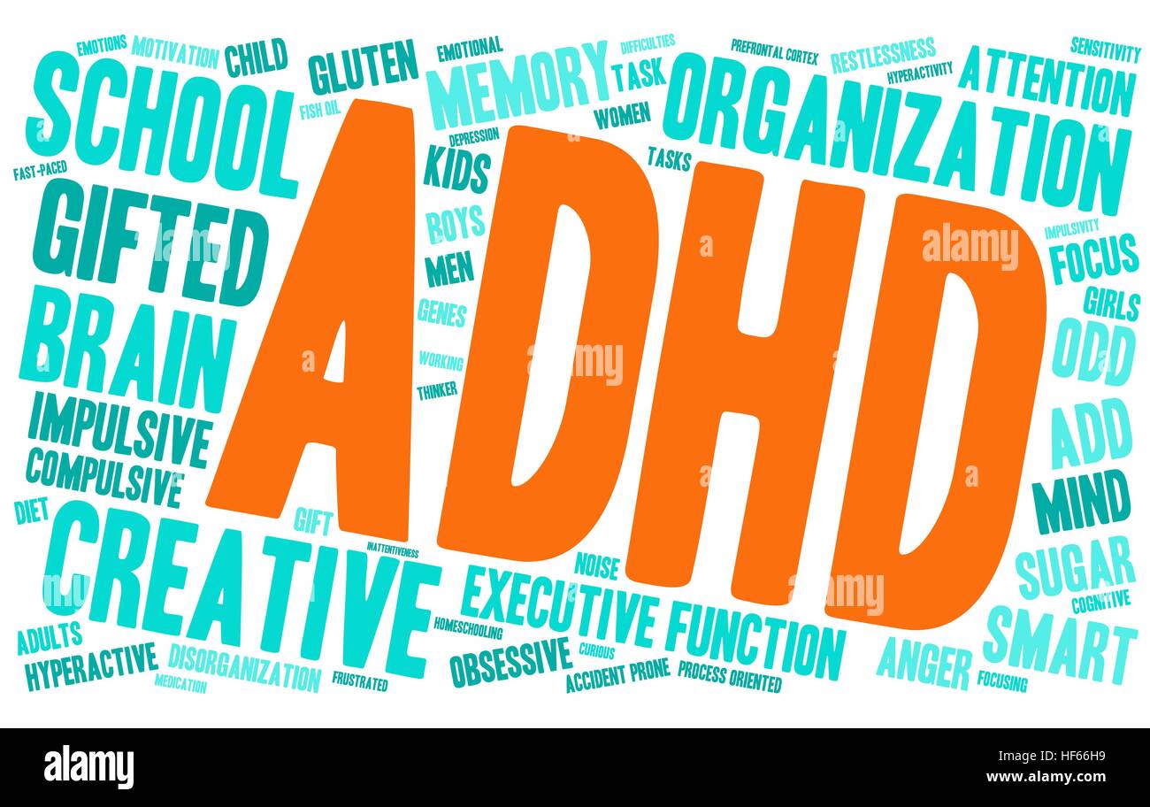 ADHD word cloud on a white background Stock Vector Image & Art - Alamy