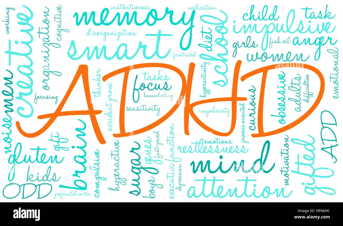 ADHD word cloud on a white background Stock Vector Image & Art - Alamy