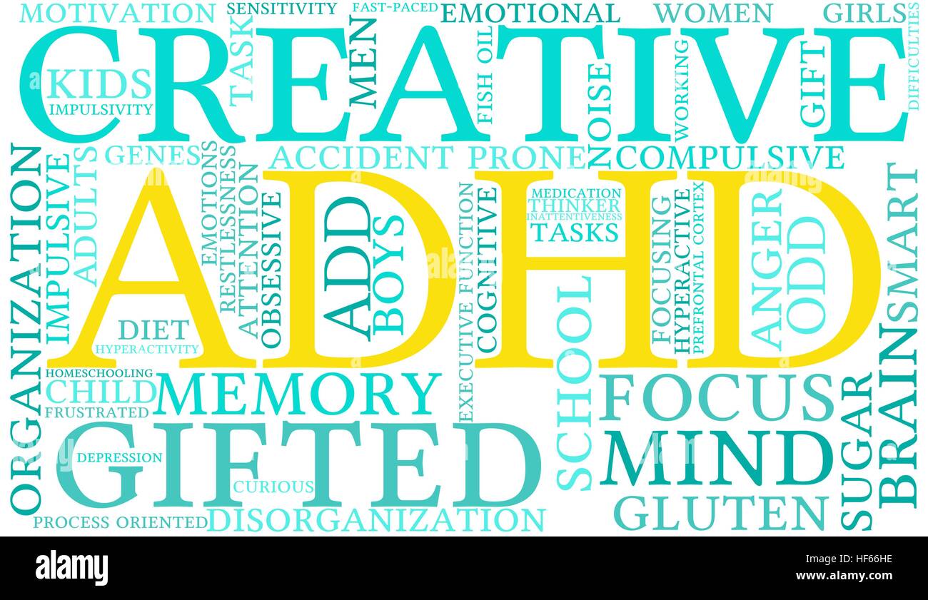 ADHD word cloud on a white background Stock Vector Image & Art - Alamy