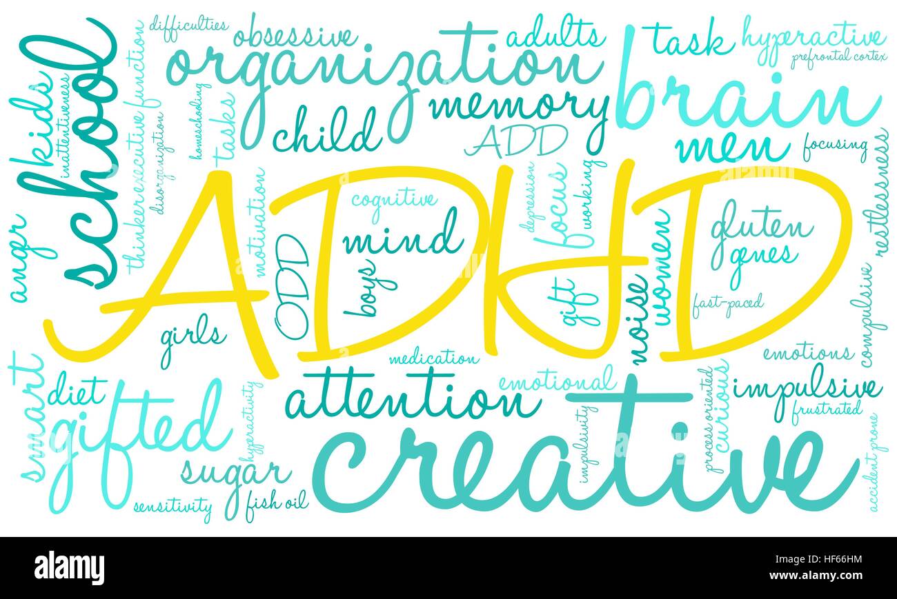 ADHD word cloud on a white background Stock Vector Image & Art - Alamy