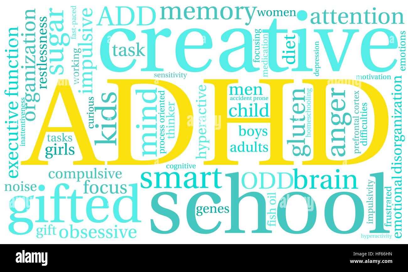 ADHD word cloud on a white background Stock Vector Image & Art - Alamy