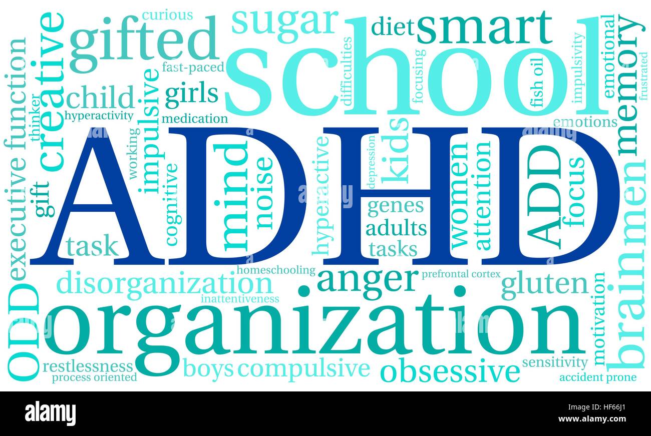 ADHD word cloud on a white background Stock Vector Image & Art - Alamy