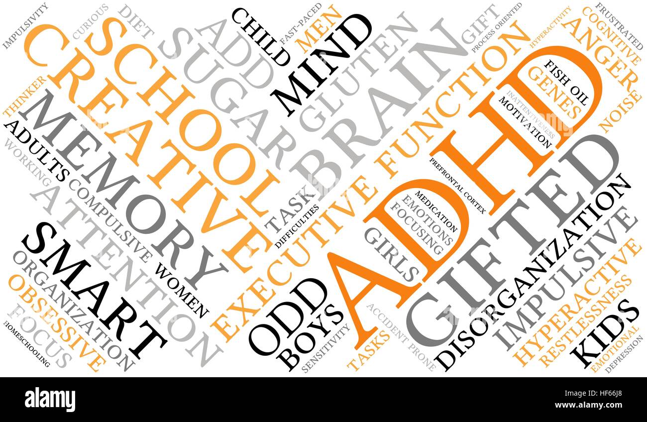 ADHD word cloud on a white background Stock Vector Image & Art - Alamy