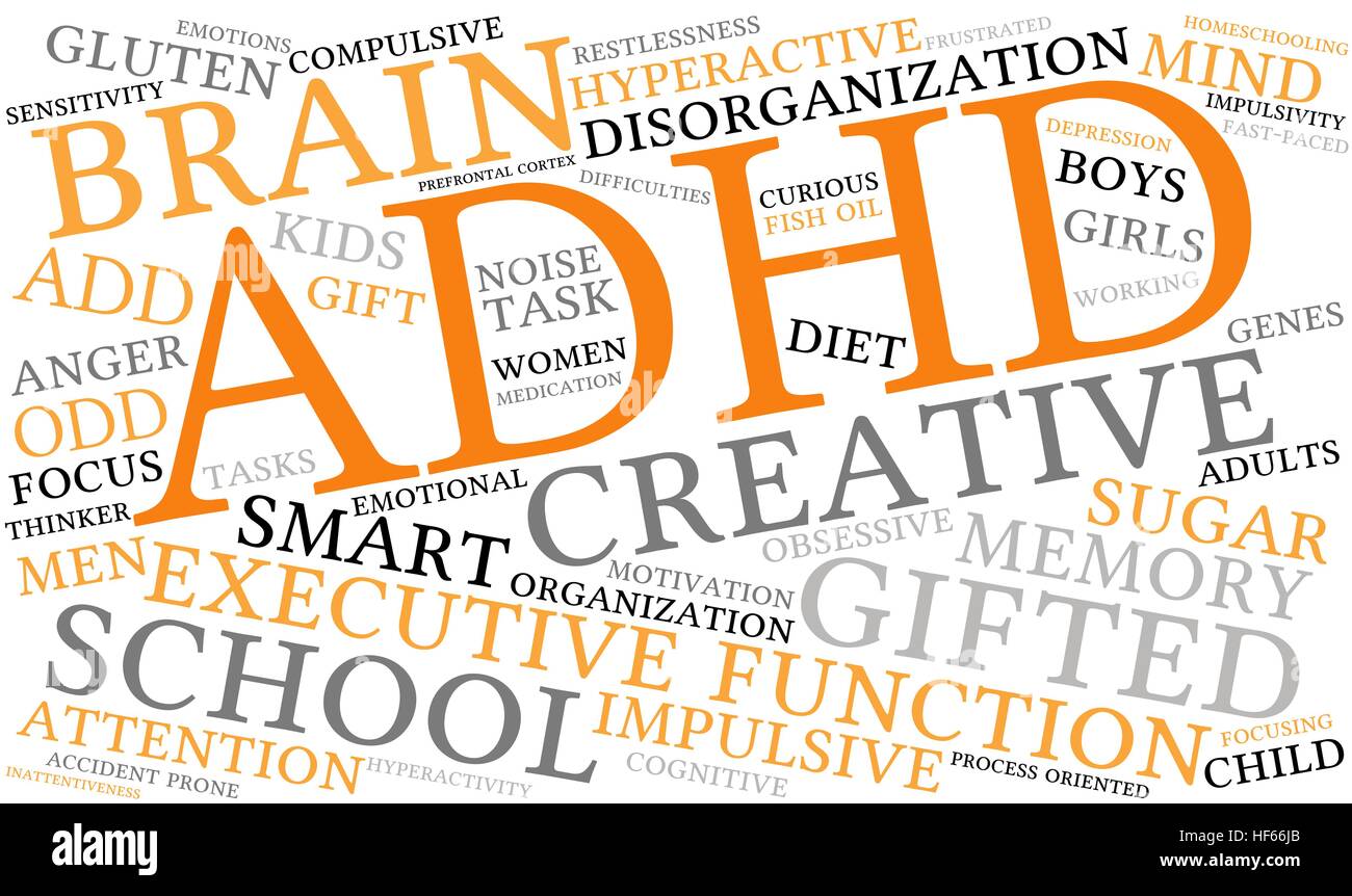 ADHD word cloud on a white background Stock Vector Image & Art - Alamy