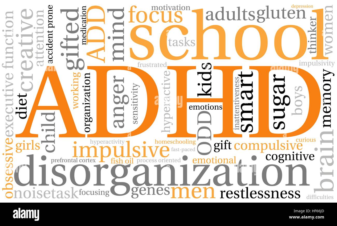 ADHD word cloud on a white background Stock Vector Image & Art - Alamy