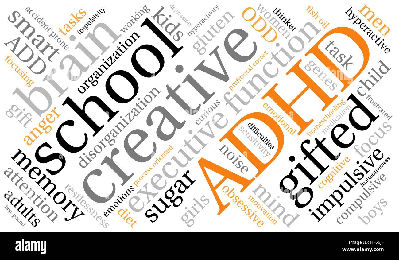 ADHD word cloud on a white background Stock Vector Image & Art - Alamy