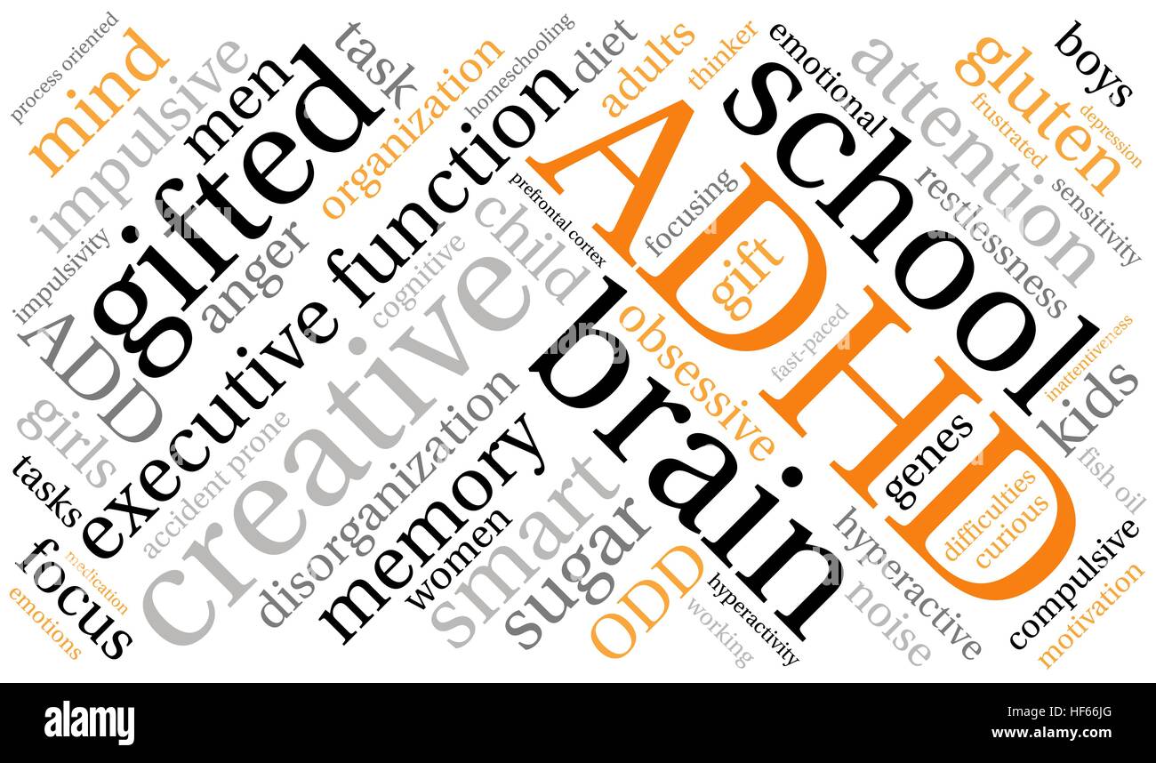 ADHD word cloud on a white background Stock Vector Image & Art - Alamy
