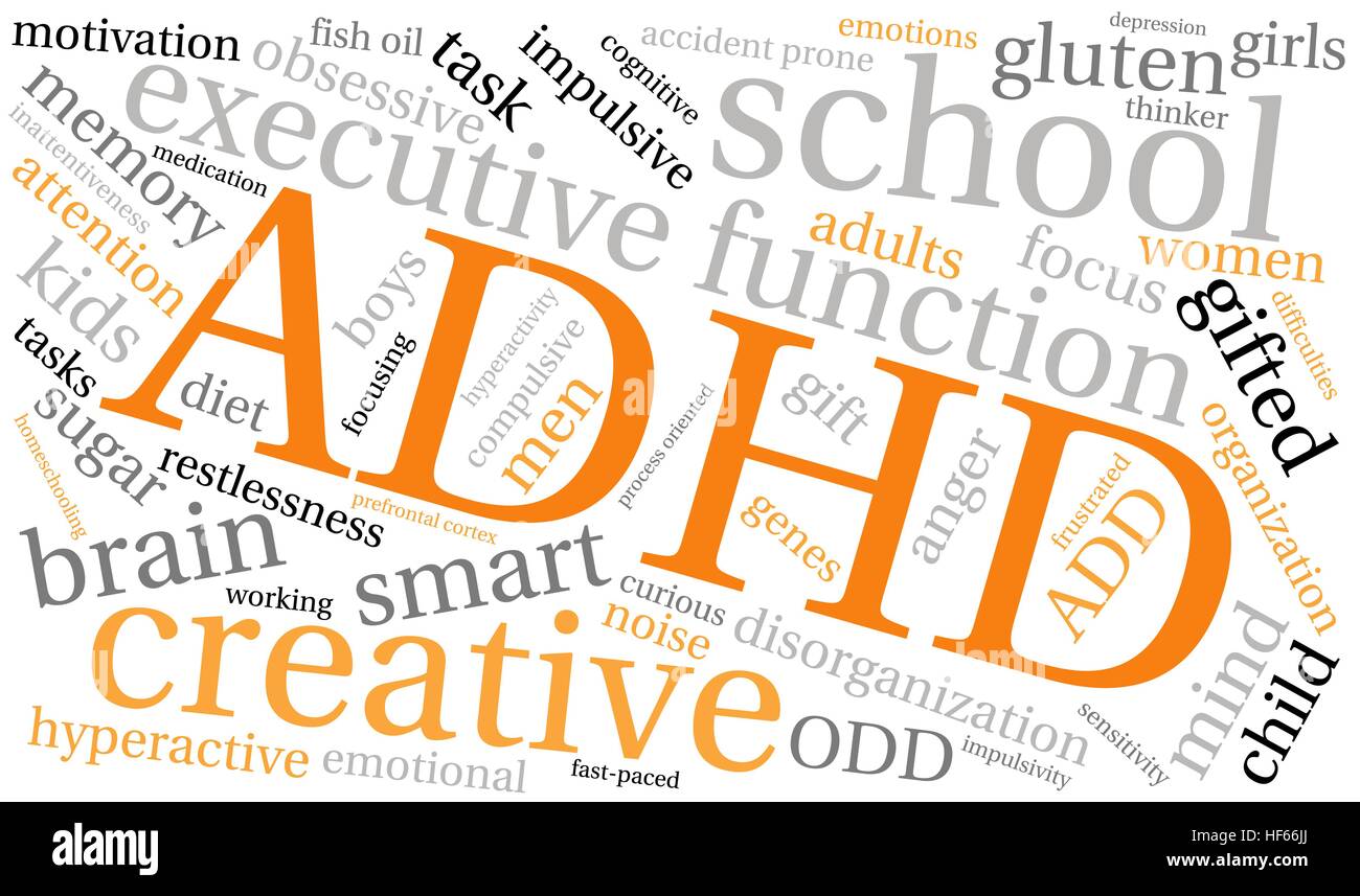 ADHD word cloud on a white background Stock Vector Image & Art - Alamy