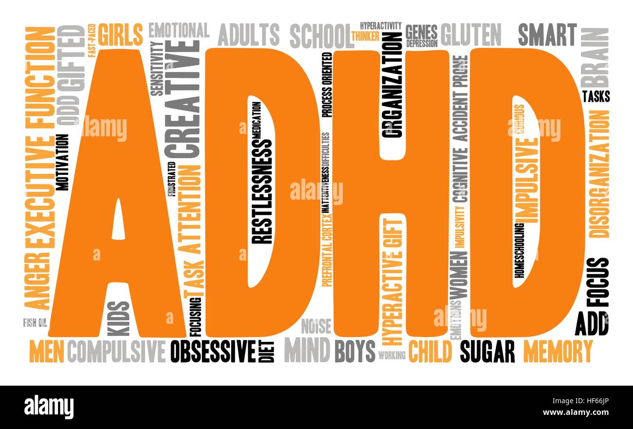 ADHD word cloud on a white background Stock Vector Image & Art - Alamy