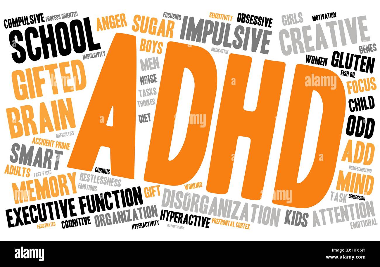 ADHD word cloud on a white background Stock Vector Image & Art - Alamy