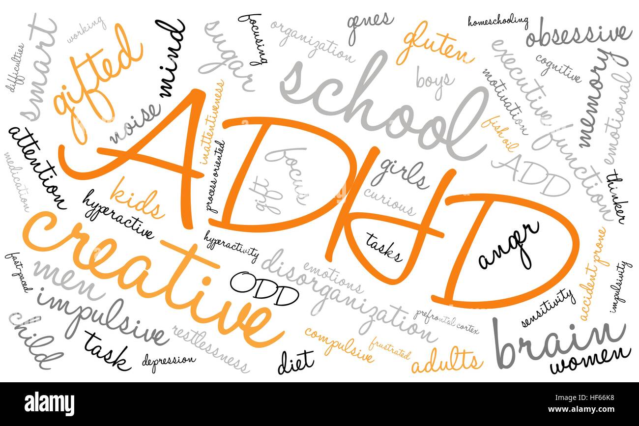 ADHD word cloud on a white background Stock Vector Image & Art - Alamy