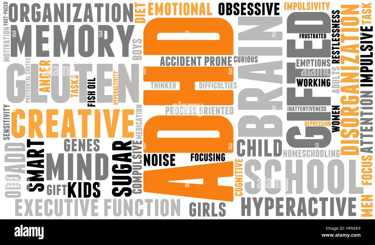 ADHD word cloud on a white background Stock Vector Image & Art - Alamy