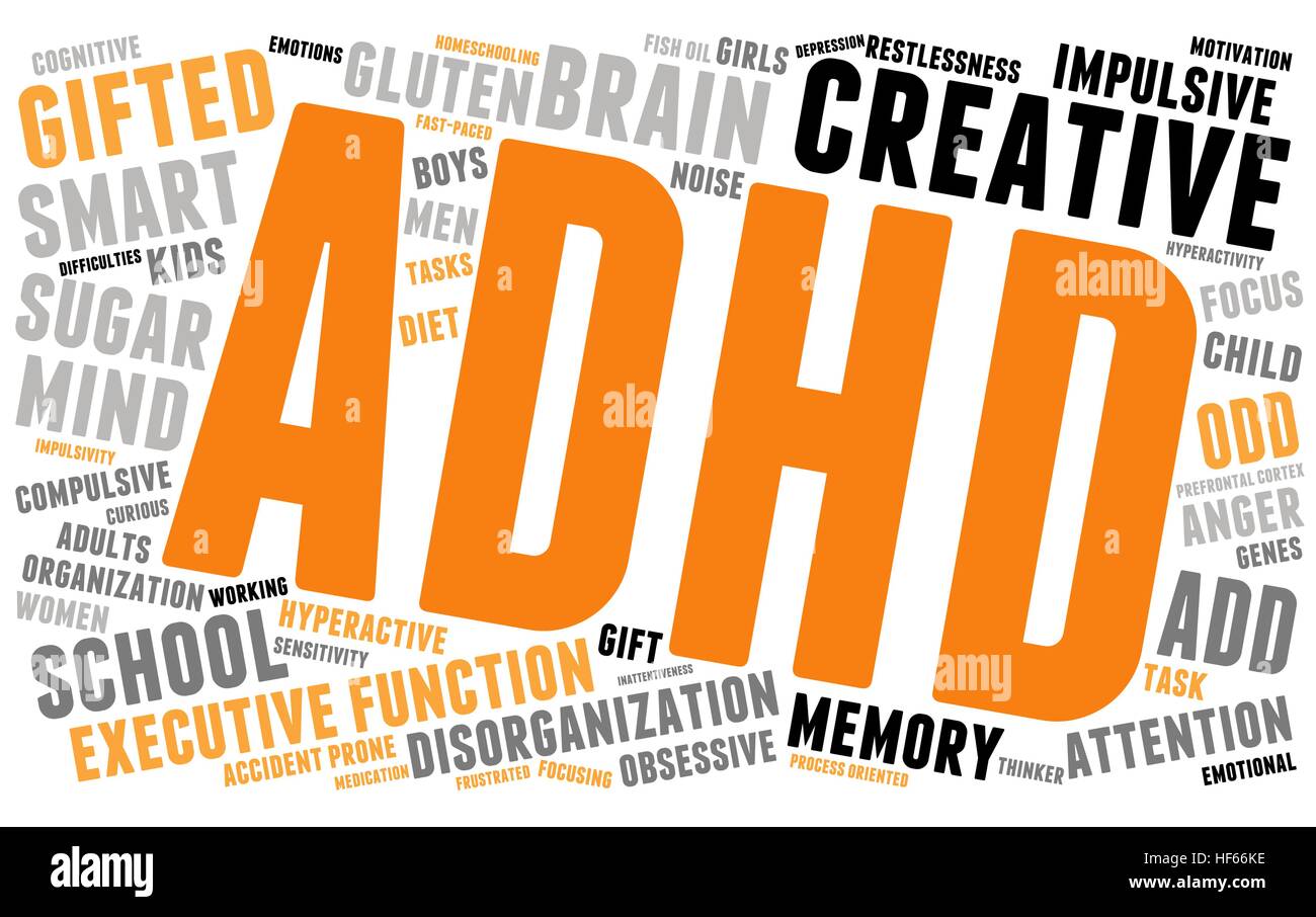 ADHD word cloud on a white background Stock Vector Image & Art - Alamy