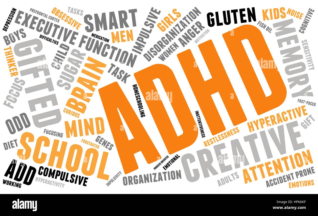 ADHD word cloud on a white background Stock Vector Image & Art - Alamy