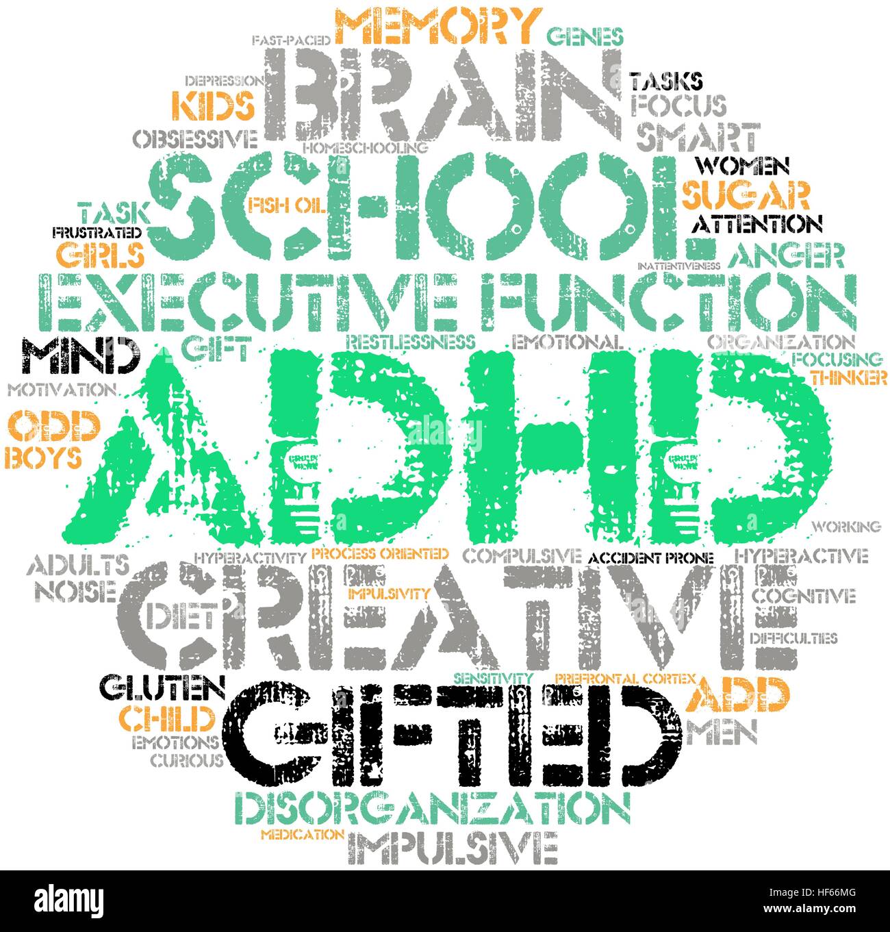 ADHD word cloud on a white background Stock Vector Image & Art - Alamy