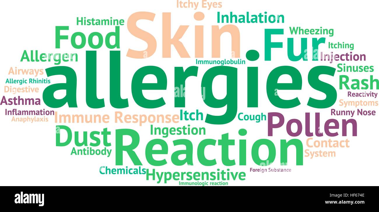 Allergies word cloud on a white background Stock Vector Image & Art - Alamy