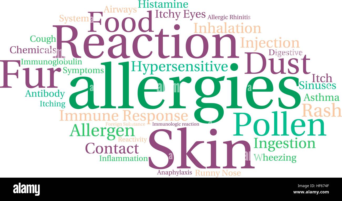 Allergies word cloud on a white background Stock Vector Image & Art - Alamy