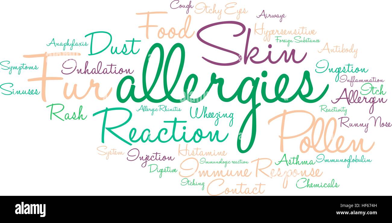 Allergies word cloud on a white background Stock Vector Image & Art - Alamy