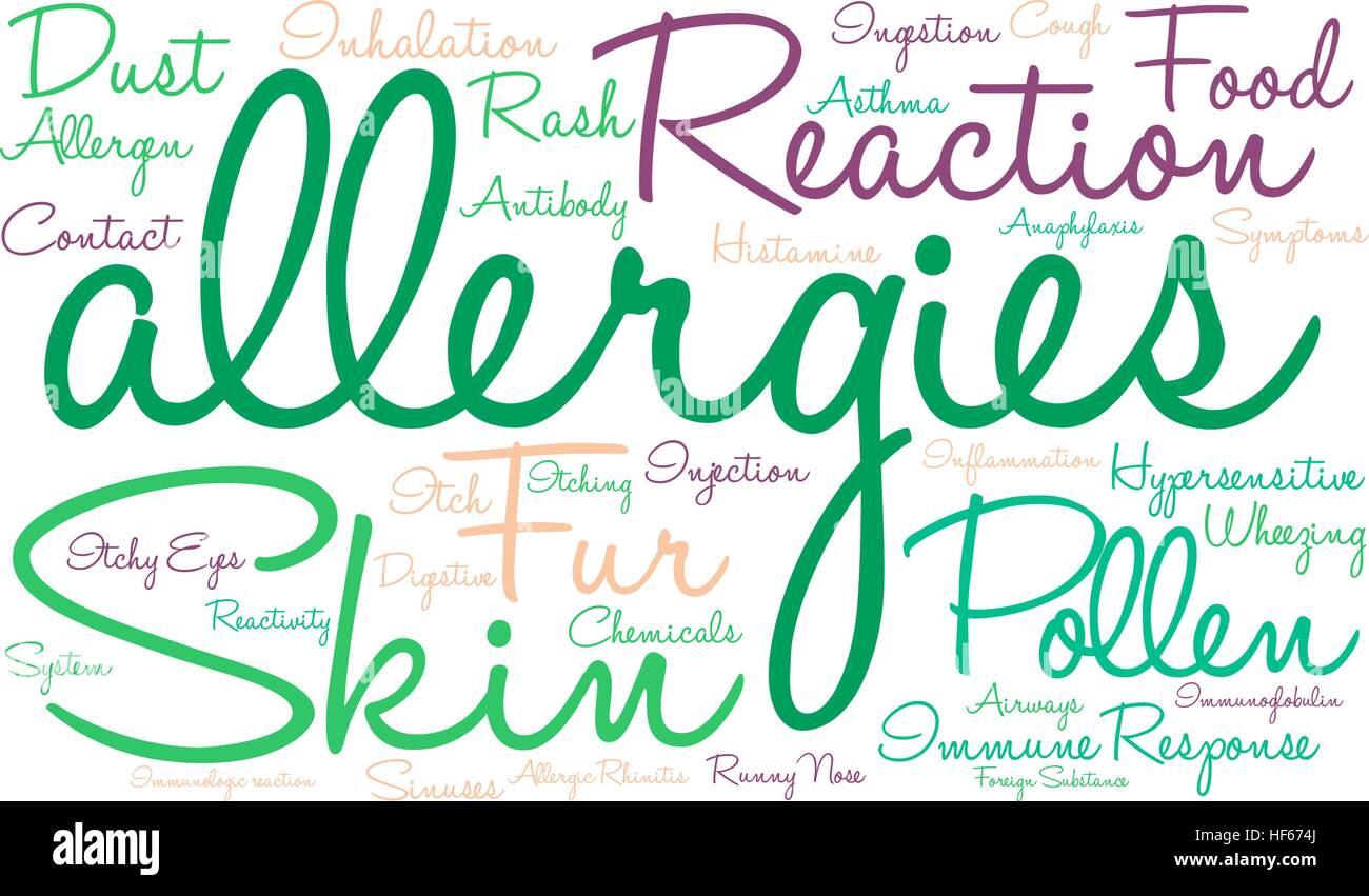 Allergies word cloud on a white background Stock Vector Image & Art - Alamy