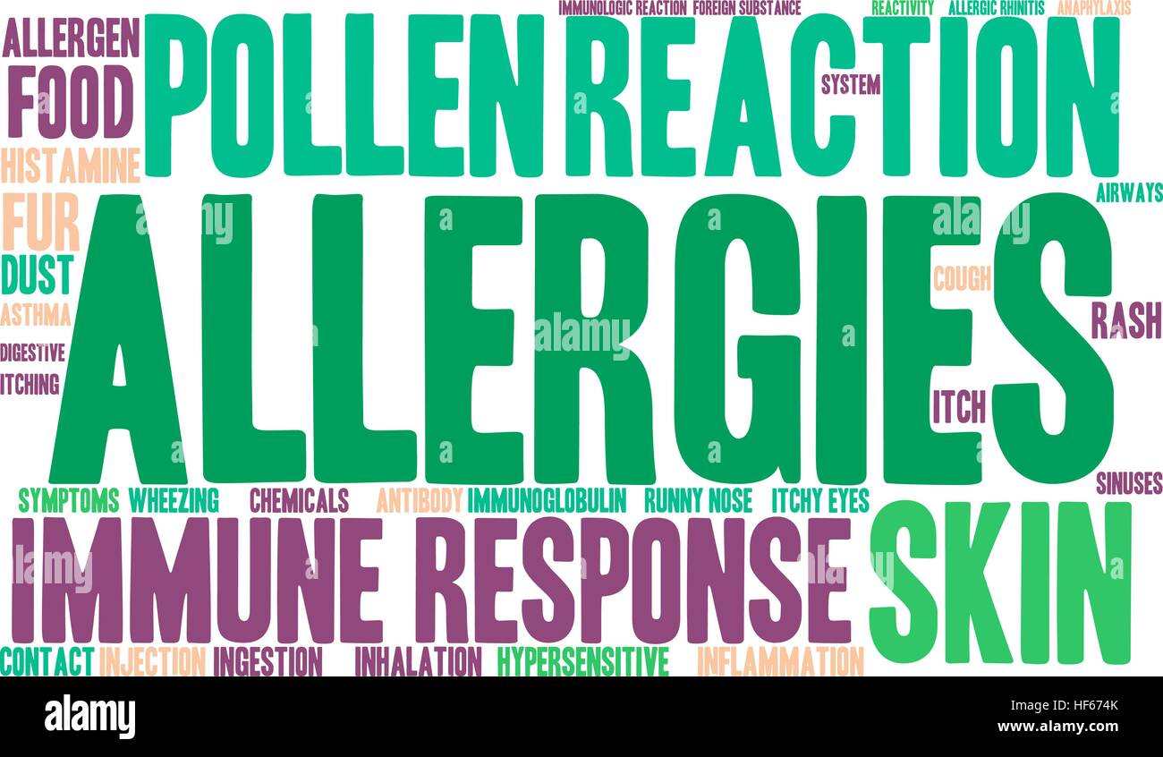Allergies word cloud on a white background Stock Vector Image & Art - Alamy
