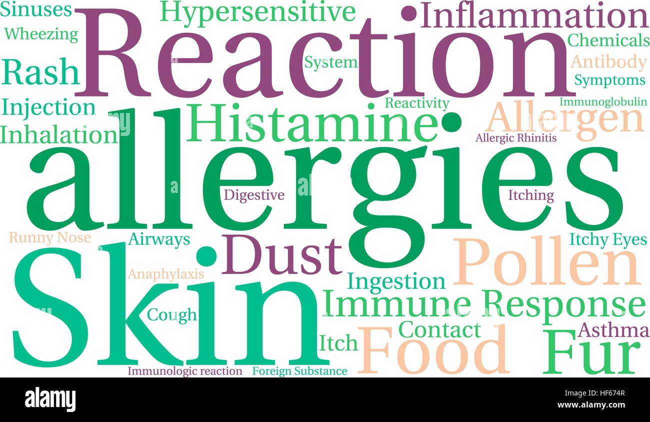 Allergies word cloud on a white background Stock Vector Image & Art - Alamy