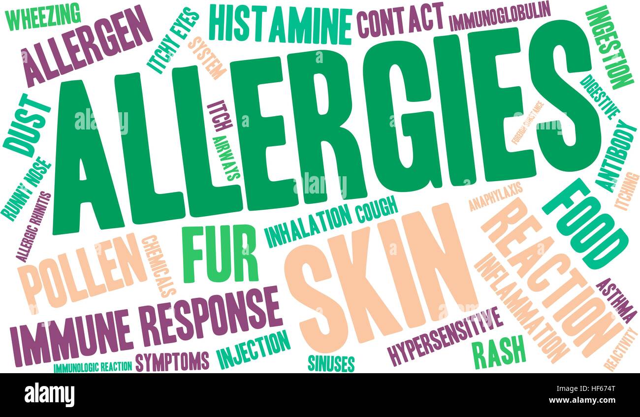 Allergies word cloud on a white background Stock Vector Image & Art - Alamy
