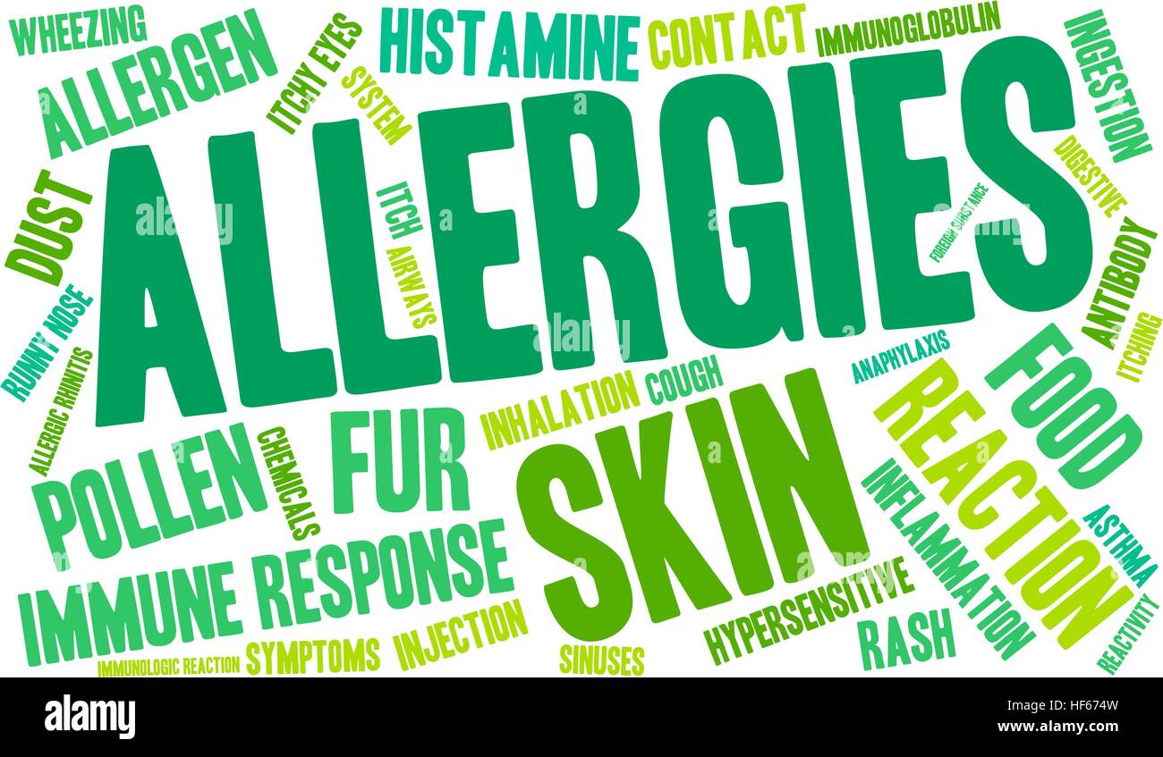Allergies word cloud on a white background Stock Vector Image & Art - Alamy