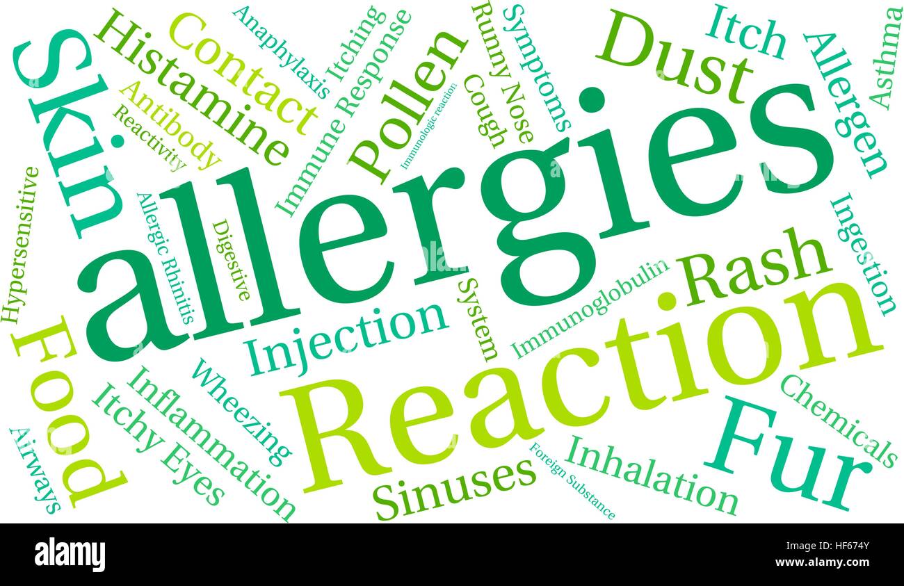 Allergies word cloud on a white background Stock Vector Image & Art - Alamy