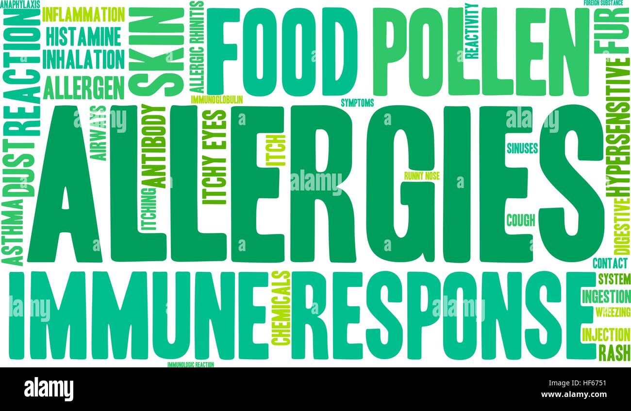 Allergies word cloud on a white background Stock Vector Image & Art - Alamy