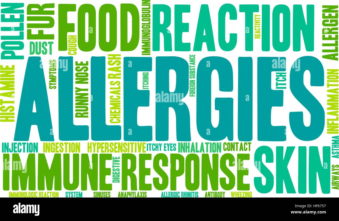 Allergies word cloud on a white background Stock Vector Image & Art - Alamy