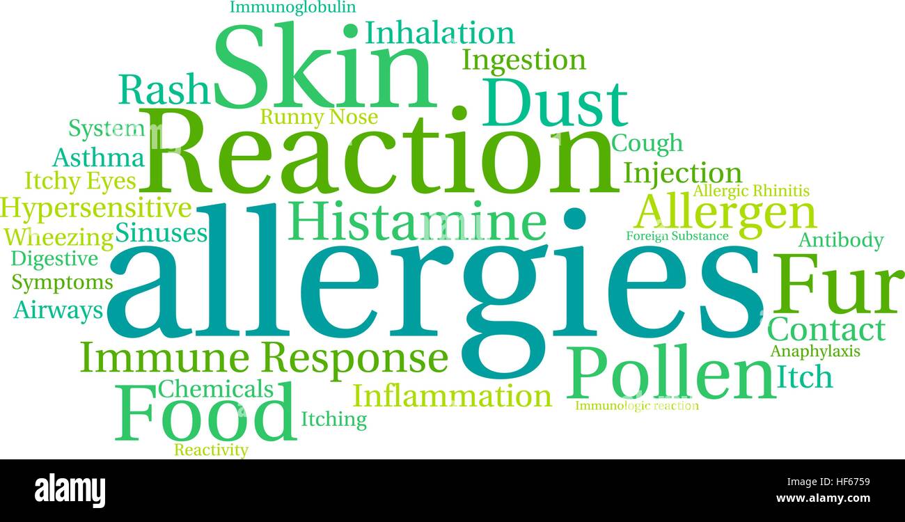 Allergies word cloud on a white background Stock Vector Image & Art - Alamy
