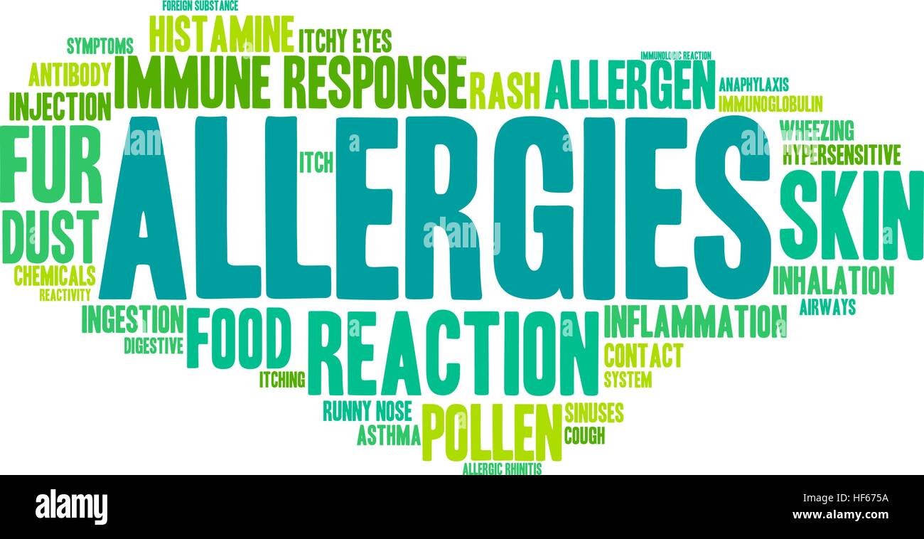 Allergies word cloud on a white background Stock Vector Image & Art - Alamy