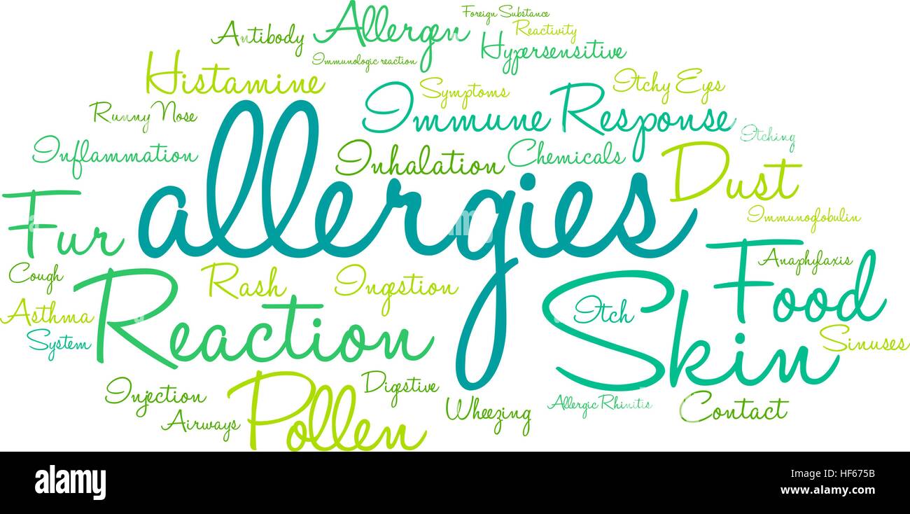 Allergies word cloud on a white background Stock Vector Image & Art - Alamy