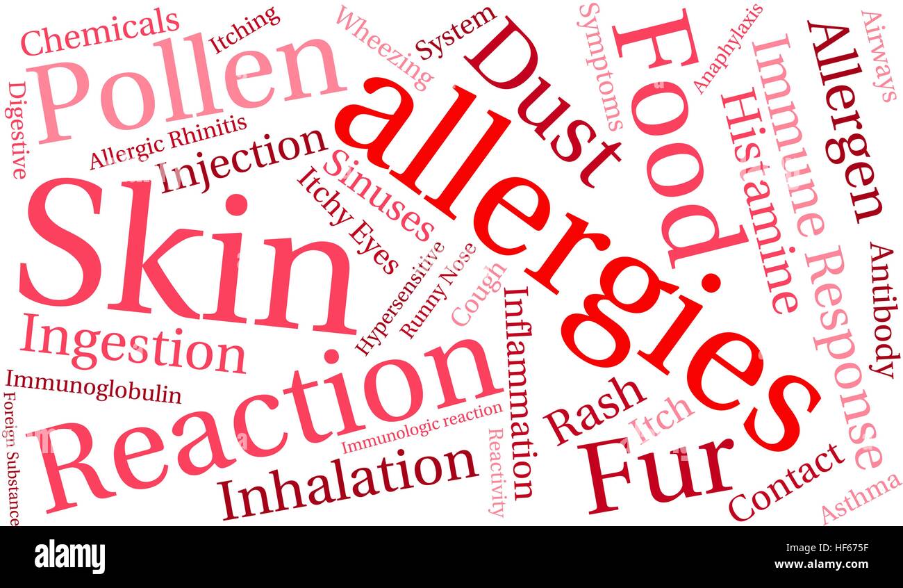 Allergies word cloud on a white background Stock Vector Image & Art - Alamy