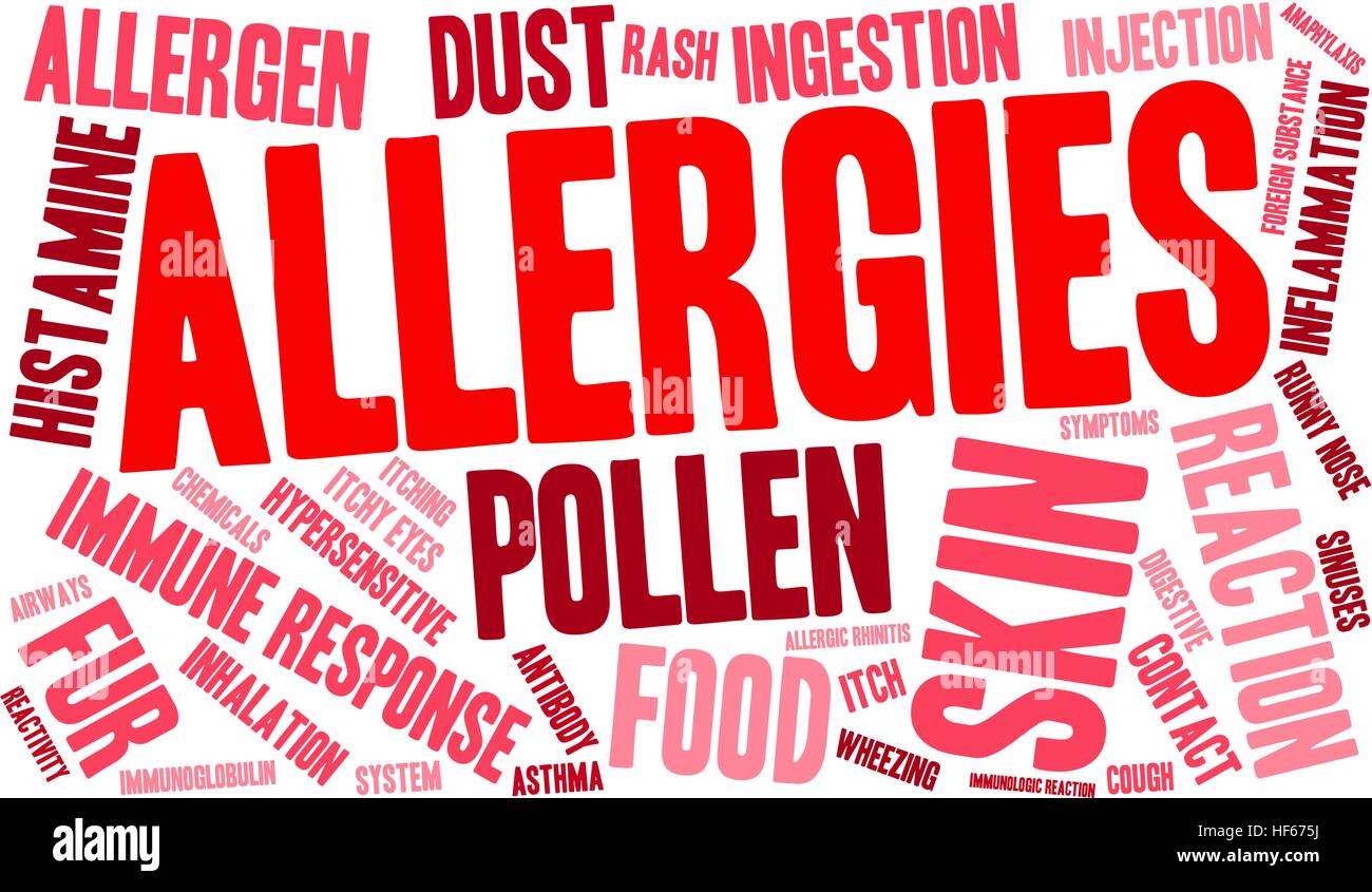Allergies word cloud on a white background Stock Vector Image & Art - Alamy