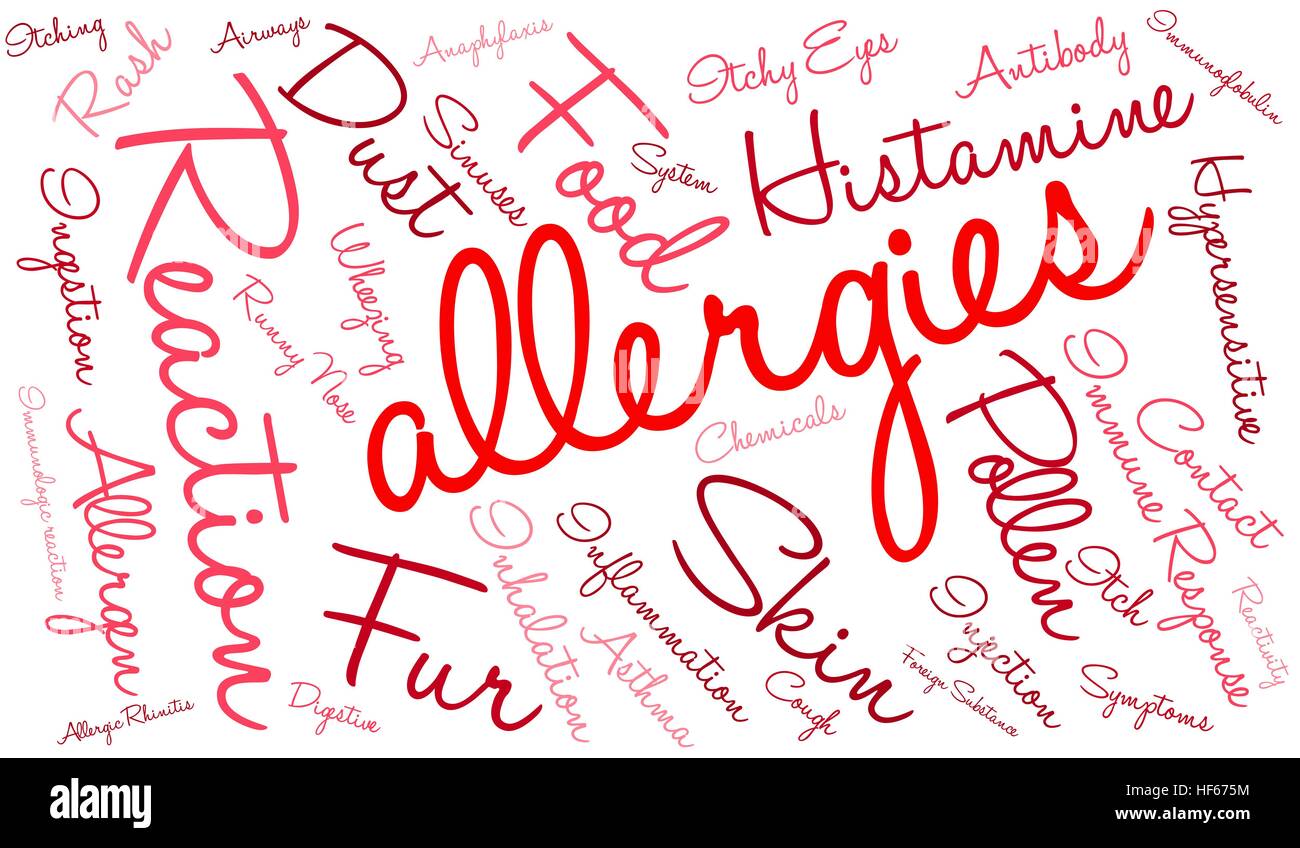 Allergies word cloud on a white background Stock Vector Image & Art - Alamy