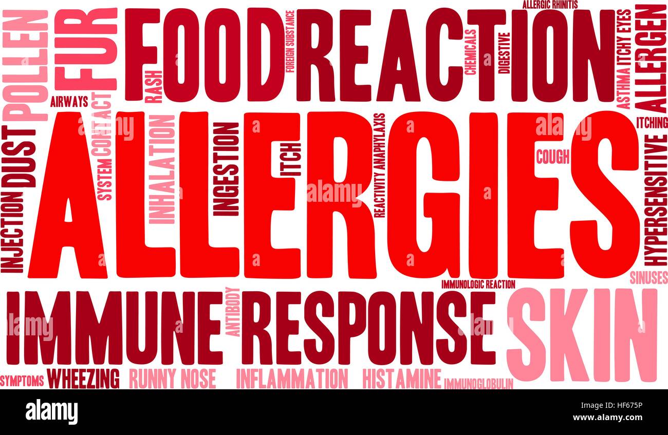 Allergies word cloud on a white background Stock Vector Image & Art - Alamy