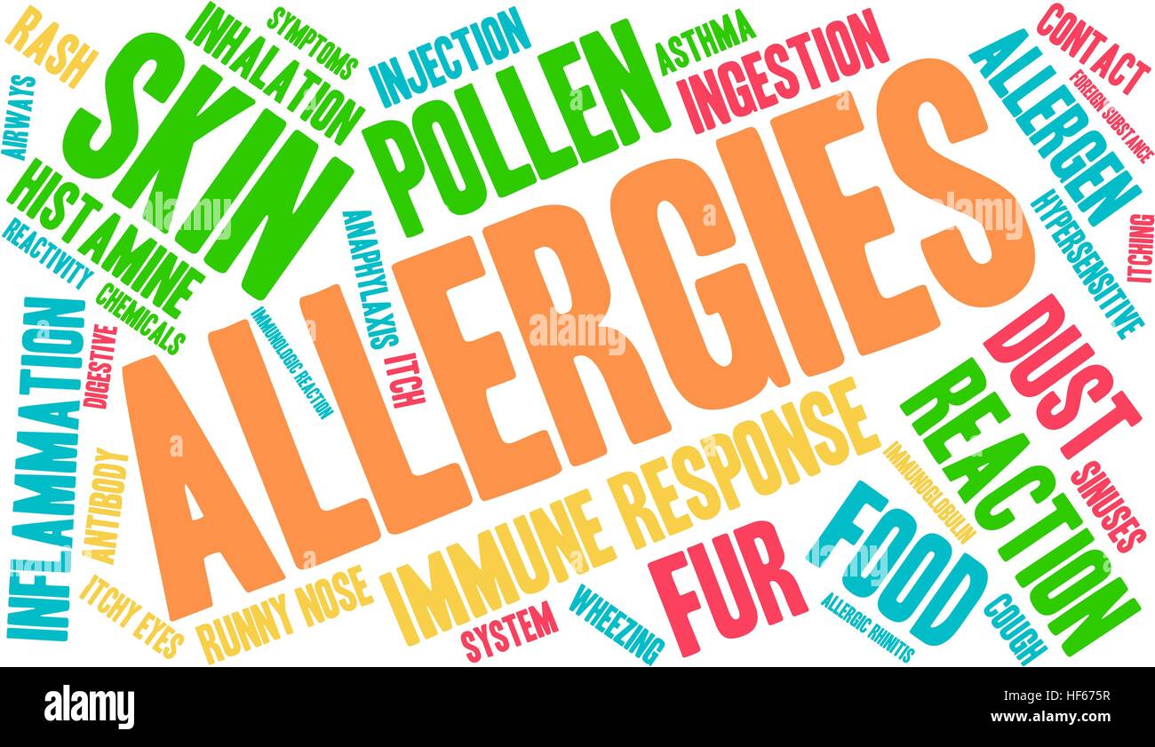 Allergies word cloud on a white background Stock Vector Image & Art - Alamy