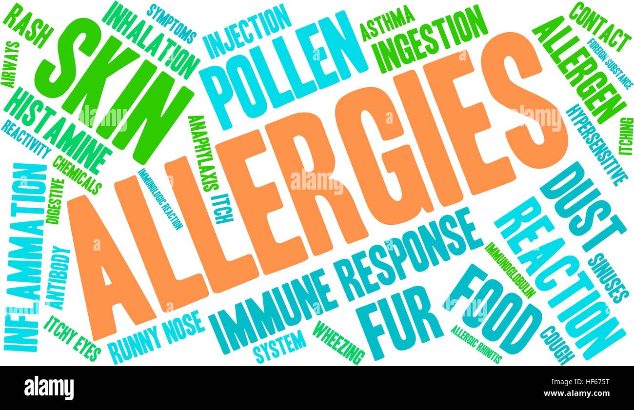 Allergies word cloud on a white background Stock Vector Image & Art - Alamy