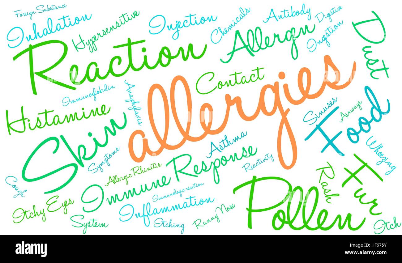 Allergies word cloud on a white background Stock Vector Image & Art - Alamy