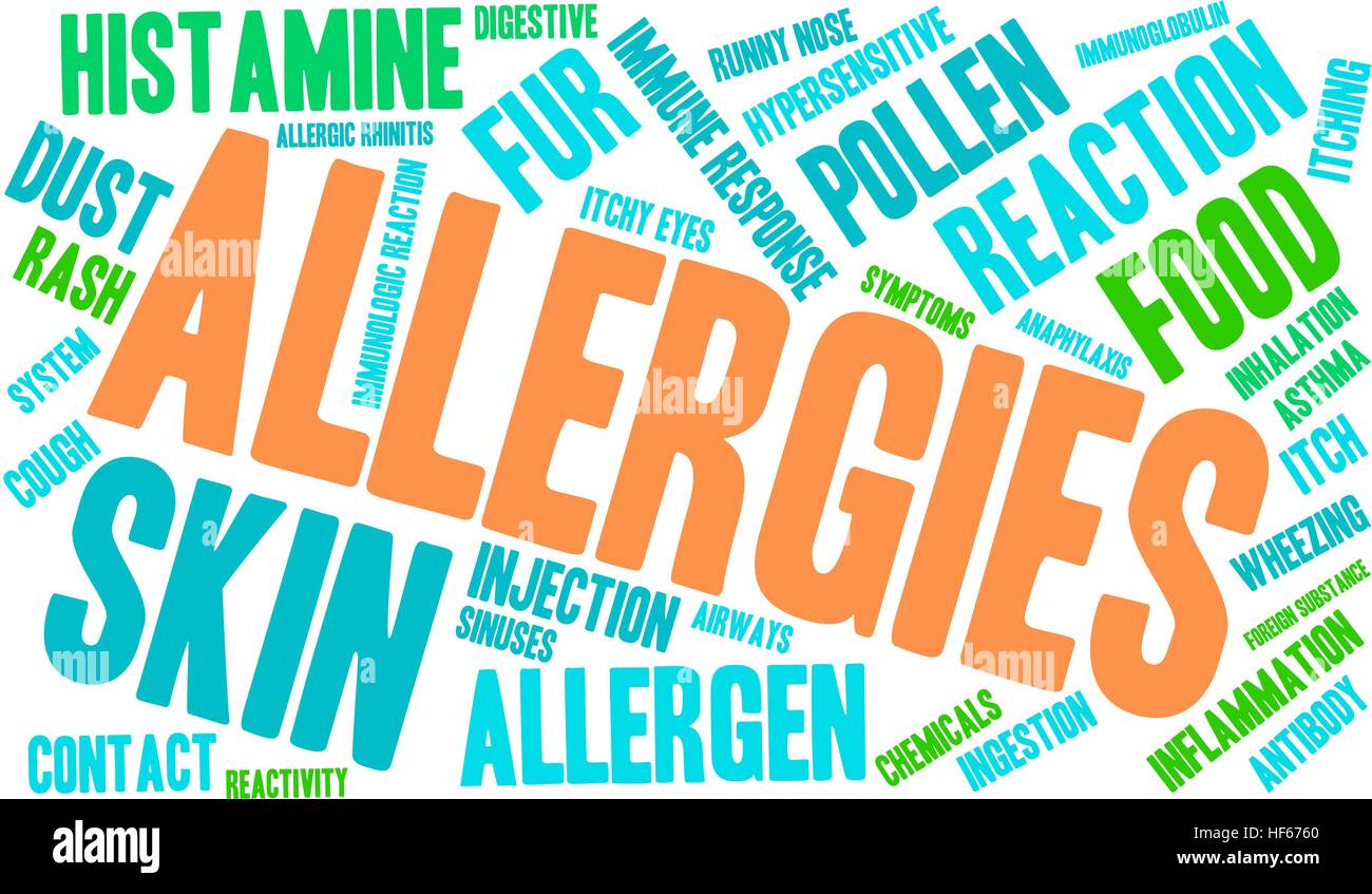 Allergies word cloud on a white background Stock Vector Image & Art - Alamy