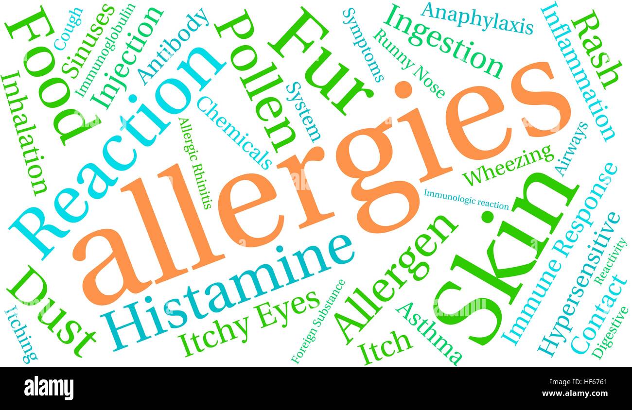 Allergies word cloud on a white background Stock Vector Image & Art - Alamy