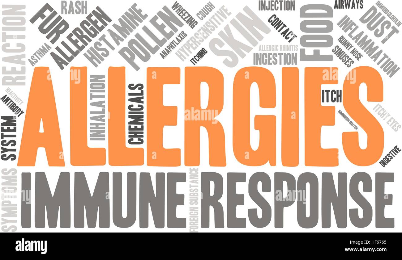 Allergies word cloud on a white background Stock Vector Image & Art - Alamy