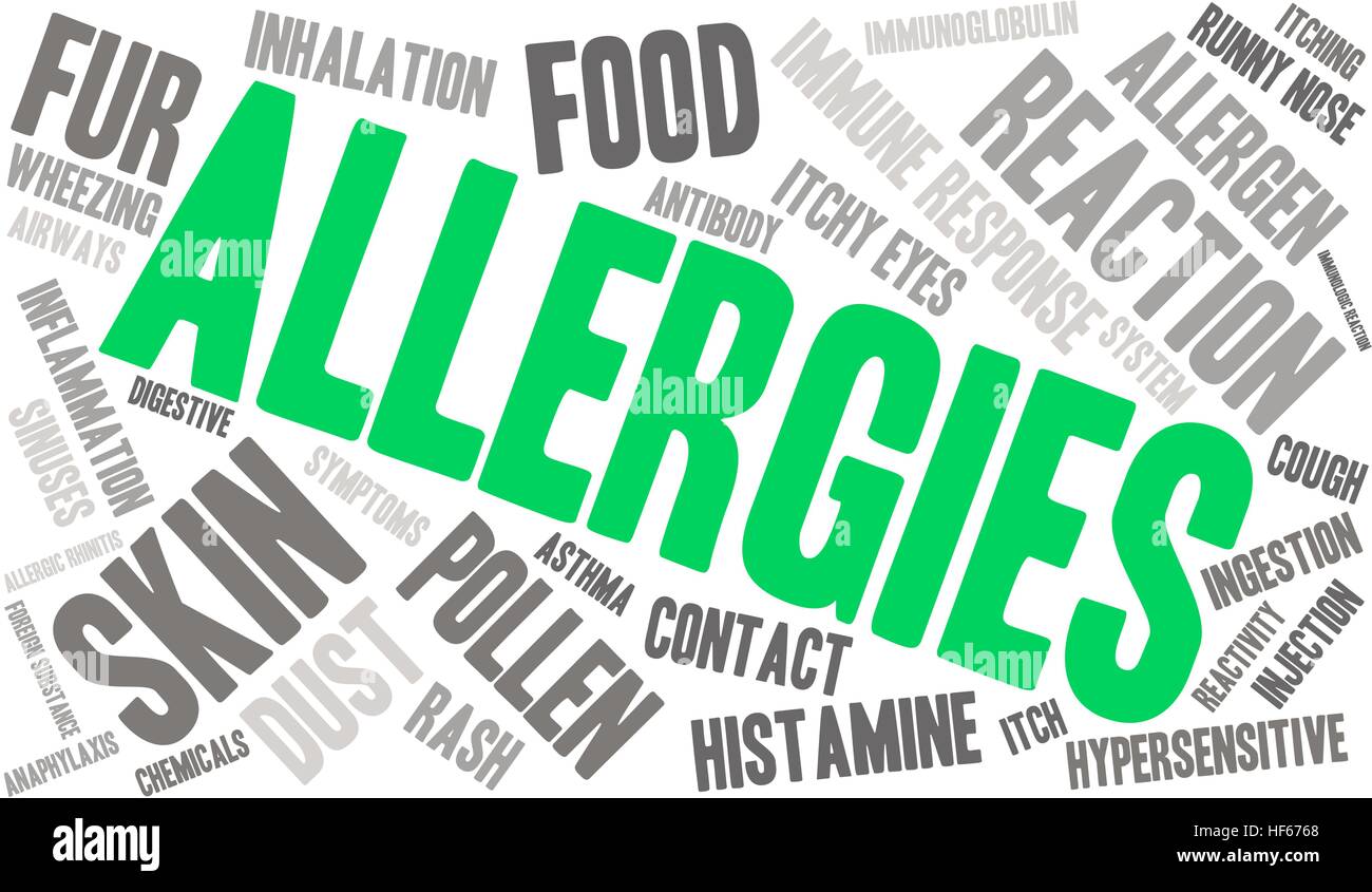Allergies word cloud on a white background Stock Vector Image & Art - Alamy