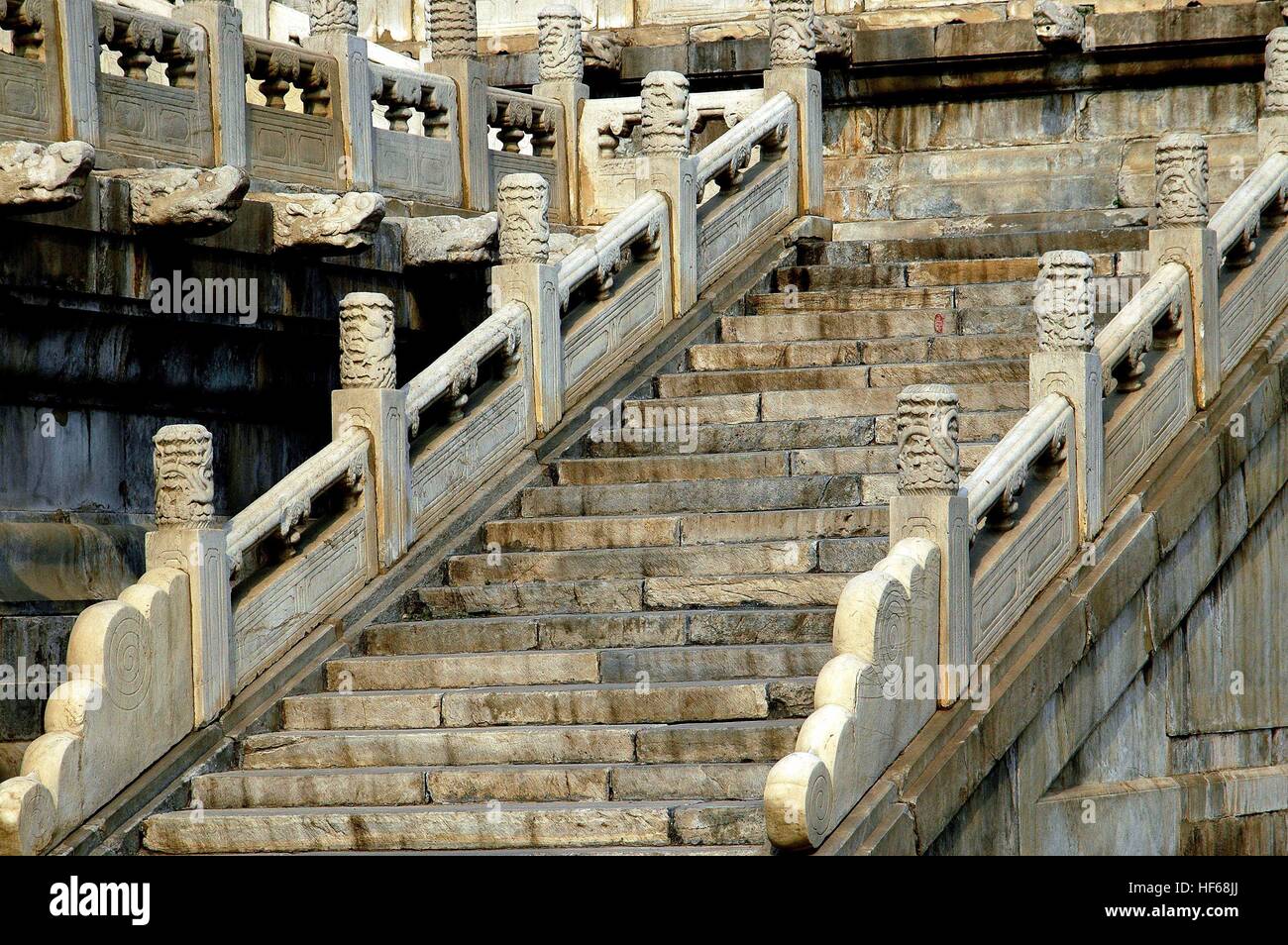 Beijing, China: Staircase with marble balustrades and stele columns ...