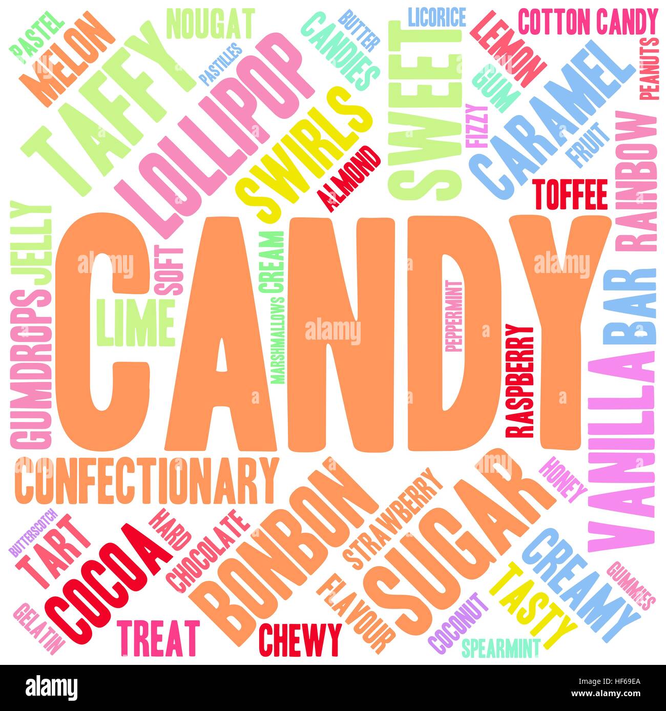 Candy word cloud on a white background Stock Vector Image & Art - Alamy