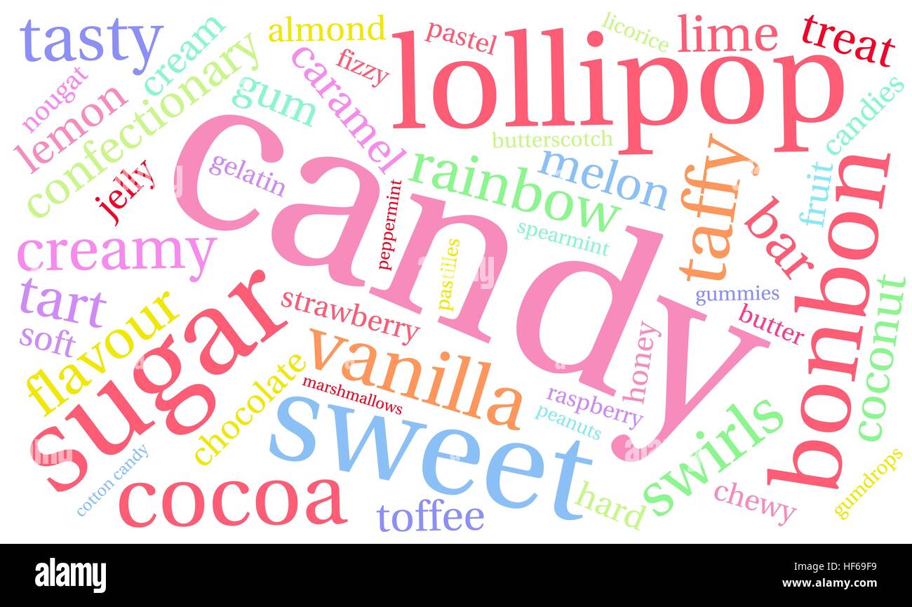Candy word cloud on a white background Stock Vector Image & Art - Alamy