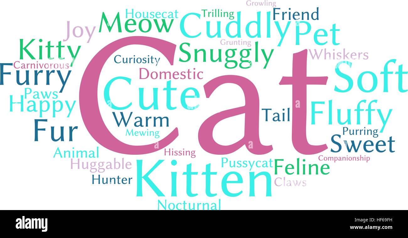 Cat word cloud on a white background Stock Vector Image & Art - Alamy