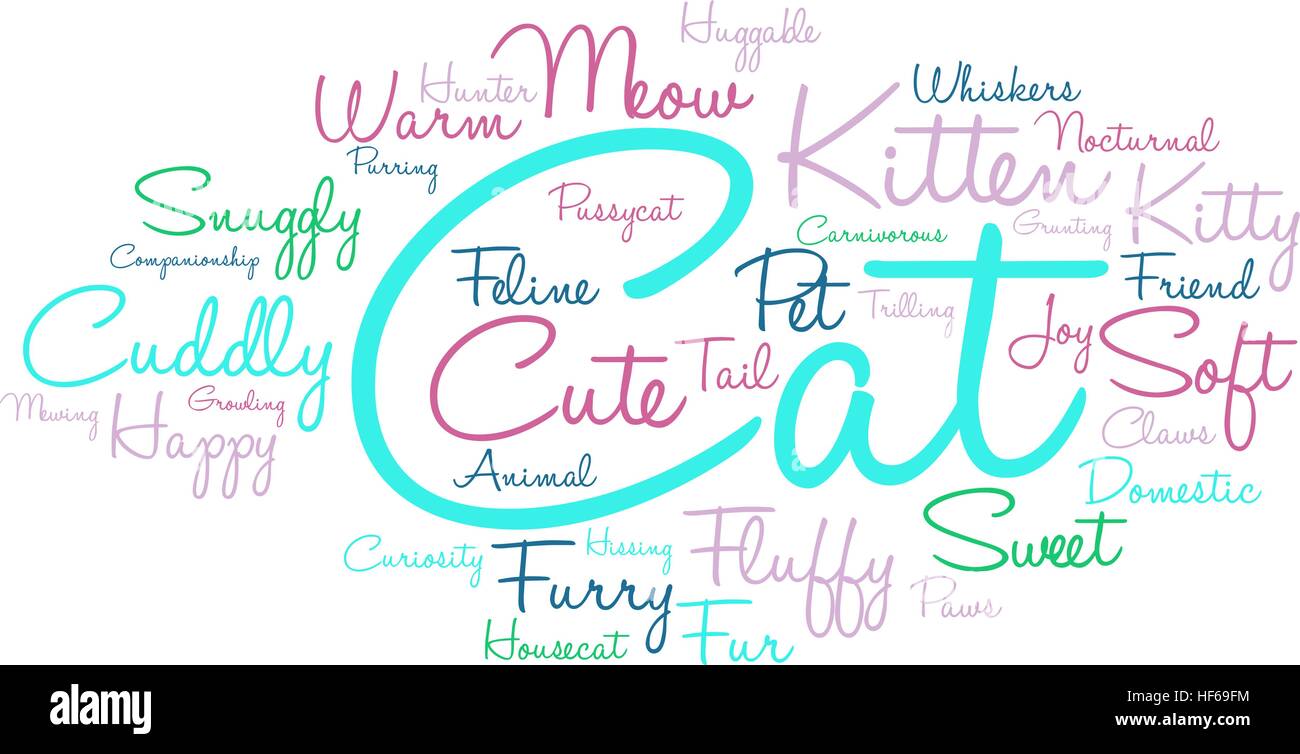 Cat word cloud on a white background Stock Vector Image & Art - Alamy