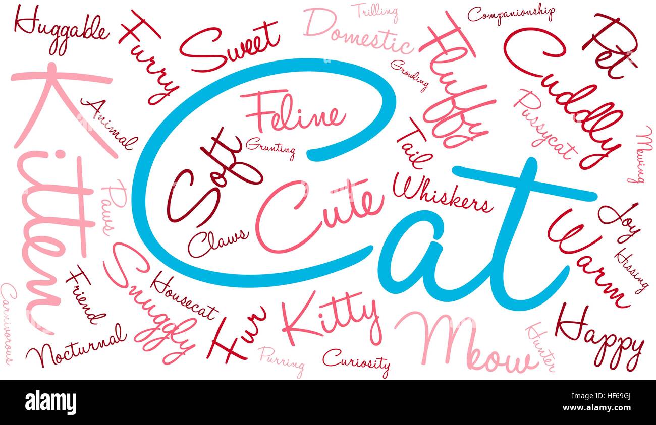 Cat word cloud on a white background Stock Vector Image & Art - Alamy